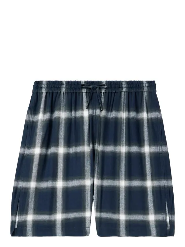 Acne Studios Rannel Straight-leg Checked Cotton-flannel Drawstring Shorts - Blue