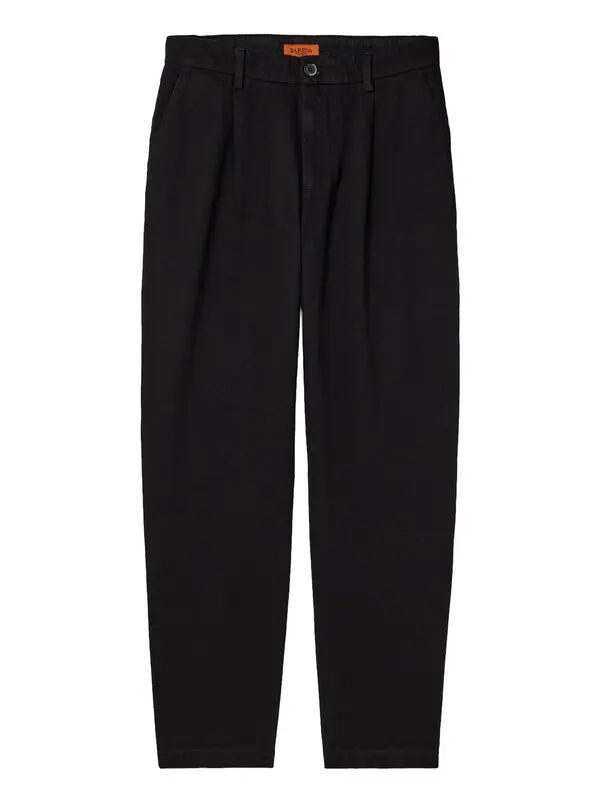 Barena Venezia Straight-leg Pleated Cotton-gabardine Trousers - Black