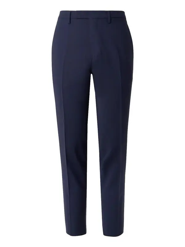 Boglioli Straight-leg Garment-dyed Wool-blend Trousers - Blue