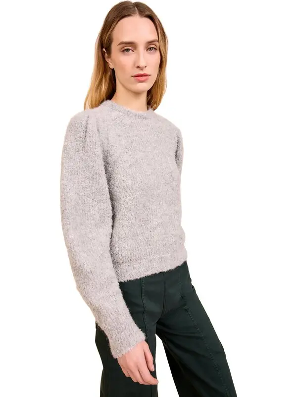 Ulla Johnson Romily Alpaca Bouclé Pullover With Puff Sleeves - Pebble