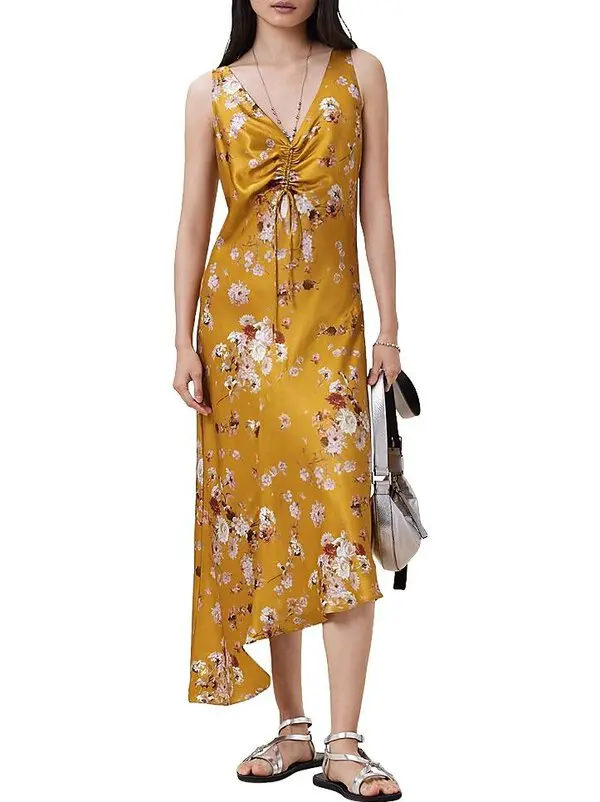 ALLSAINTS Alexi Floral Print Dress - Armada Deep Yellow