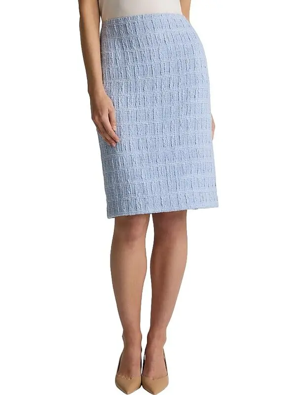 St. John Textured Plaid Skirt - Blue Lagoon