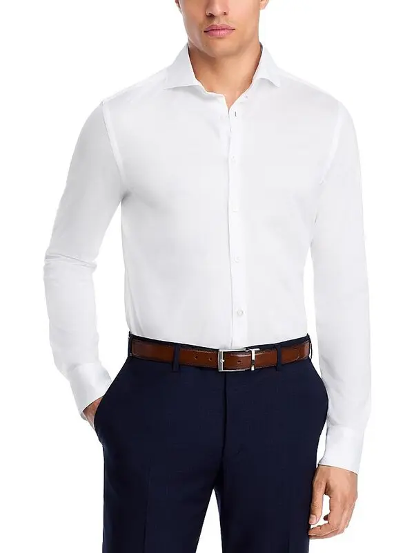 Canali Cotton Jersey Slim Fit Sport Shirt - White