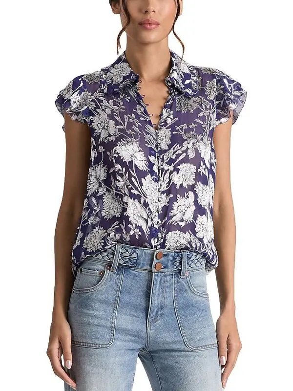 Alice + Olivia Martel Floral Print Blouse - Blooming Wild Golden Hour