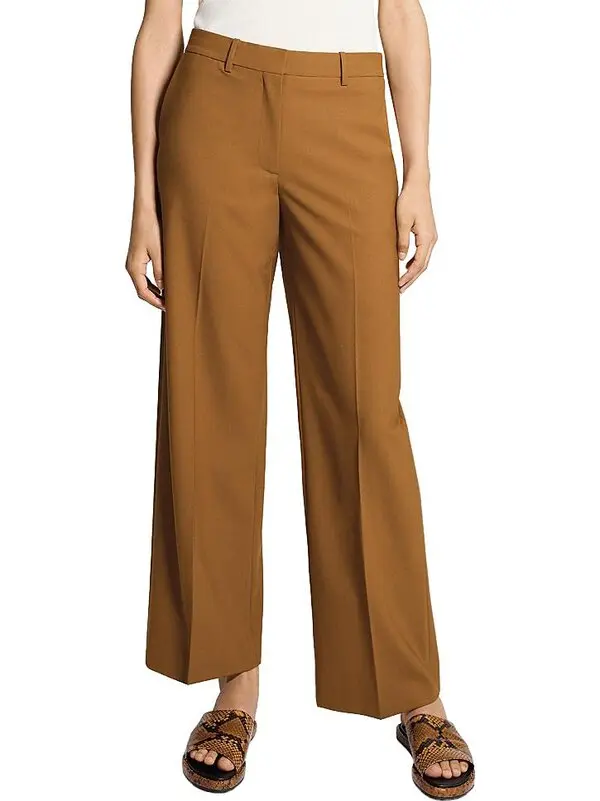 Theory Wide Leg Pants - Dark Cognac