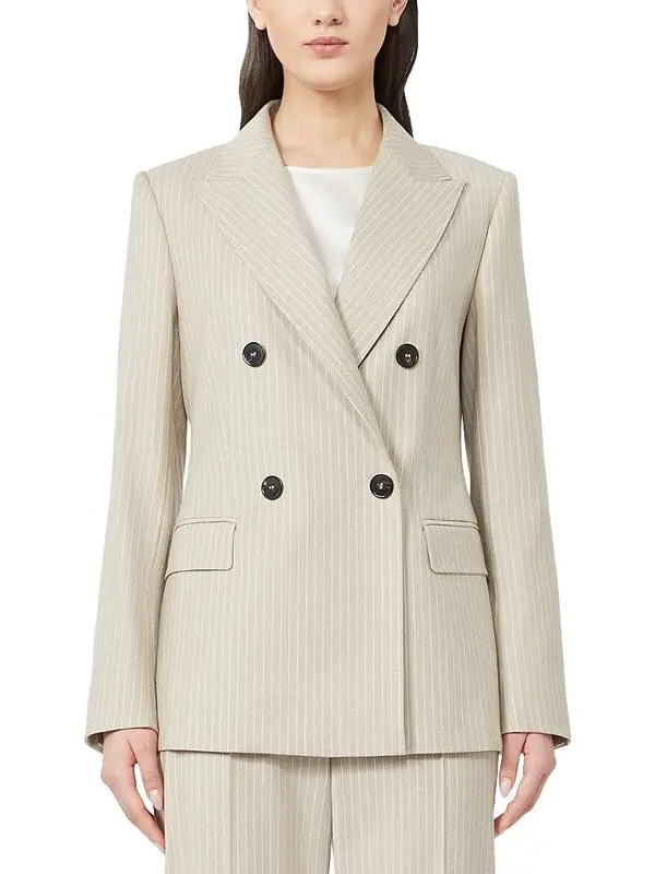 Max Mara Wool Blend Flannel Blazer - Beige