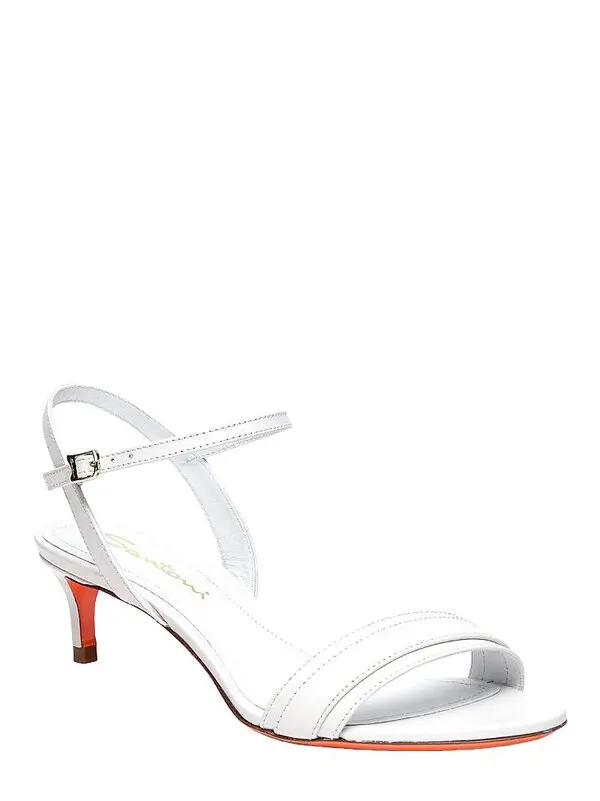 Santoni Leather Mid-heel Sandals - White
