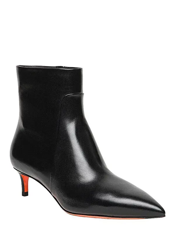 Santoni Leather Ankle Boots - Black