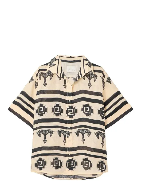 Johanna Ortiz La Creciente Printed Linen Shirt - Multi