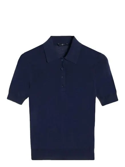 7 For All Mankind Silk Blend Polo - Black