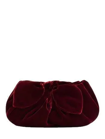 Oscar De La Renta Mini Velvet Bow Clutch - Red