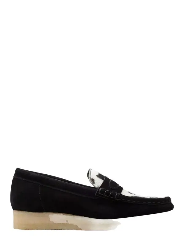 Clarks Wallabee Cow Print Hairon Loafers - Black