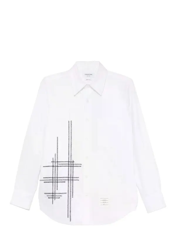 Thom Browne Blanket-stitch Degradé Shirt - White