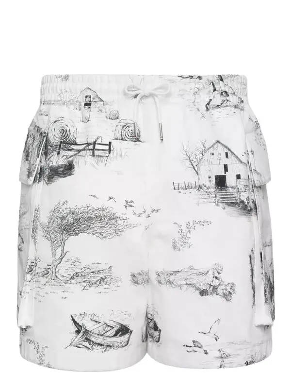 Thom Browne Graphic-print Cargo Shorts - White