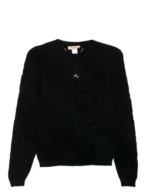 TWINSET Floral-pattern Open Knit Sweater - Black