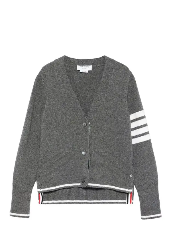 Thom Browne Geese-intarsia 4 Bar Stripes Cardigan - Grey