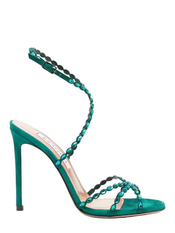 AQUAZZURA 110mm Crystal-embellished Slingback Sandals - Green
