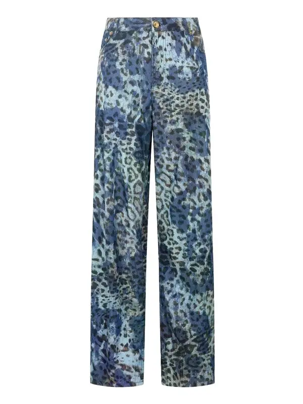 Roberto Cavalli Jaguar-print Mid-rise Jeans - Blue