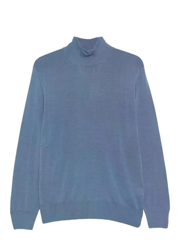 Canali High-neck Wool Sweater - Blue