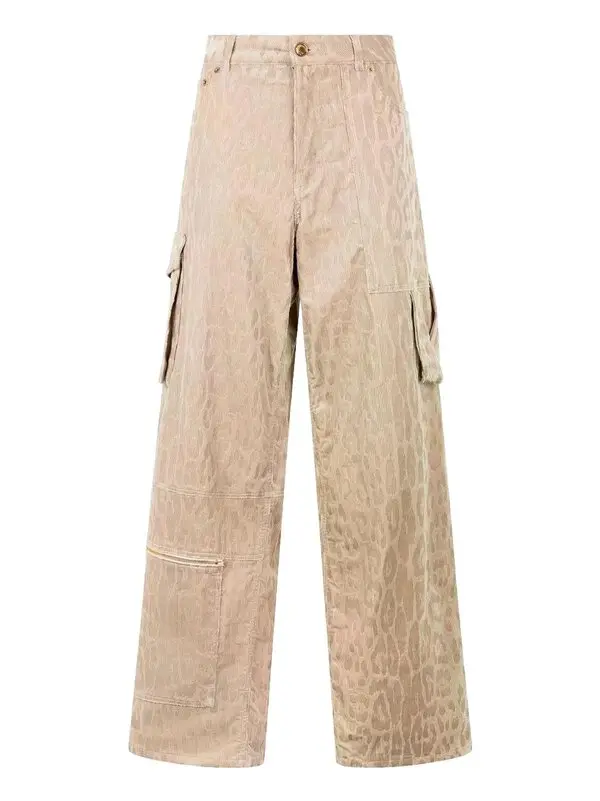 Roberto Cavalli Jaguar-print Cargo Pants - Neutrals