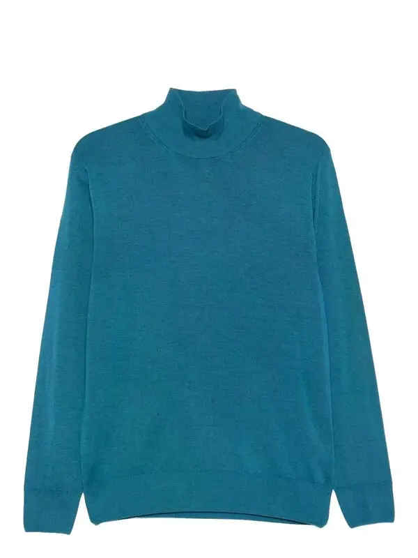 Canali High-neck Wool Sweater - Blue