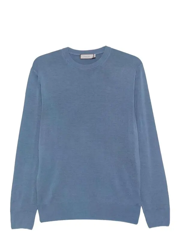 Canali Crew-neck Wool Sweater - Blue