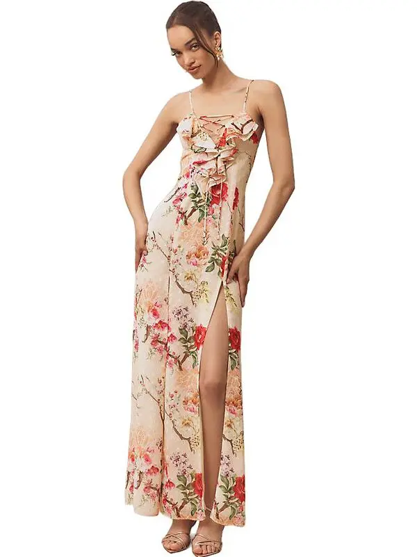 AFRM Lovette Sleeveless Lace-up A-line Maxi Dress - Sand Rose Summer