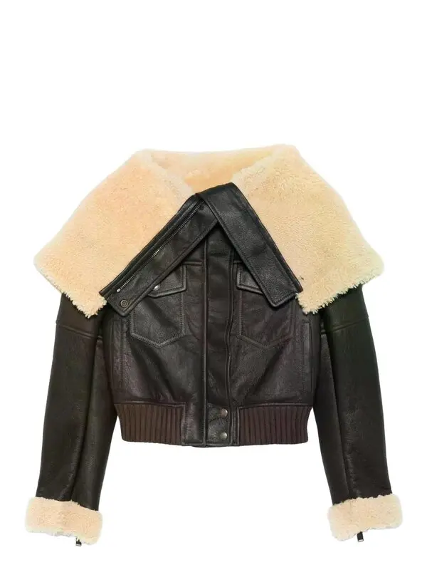 Alexander McQueen Shearling-collar Leather Jacket - Brown