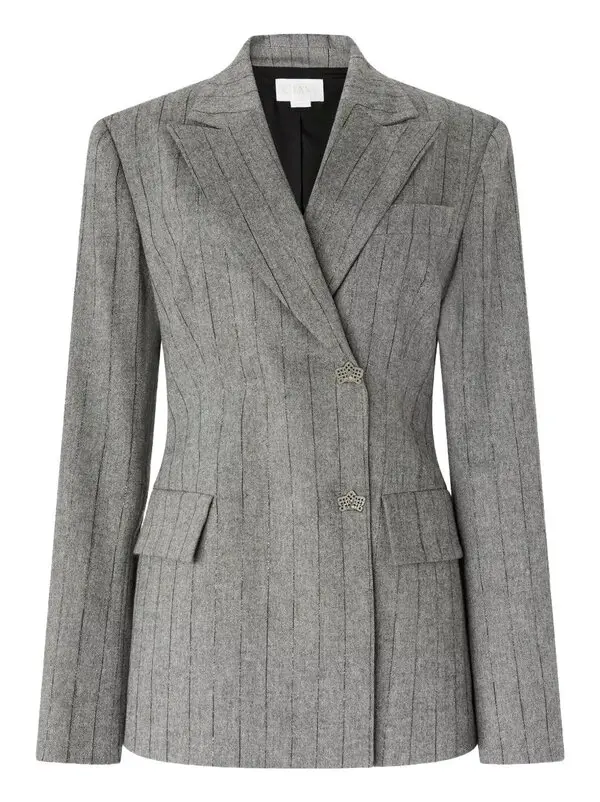 GENNY Pinstripe Crystal-embellished Jacket - Grey