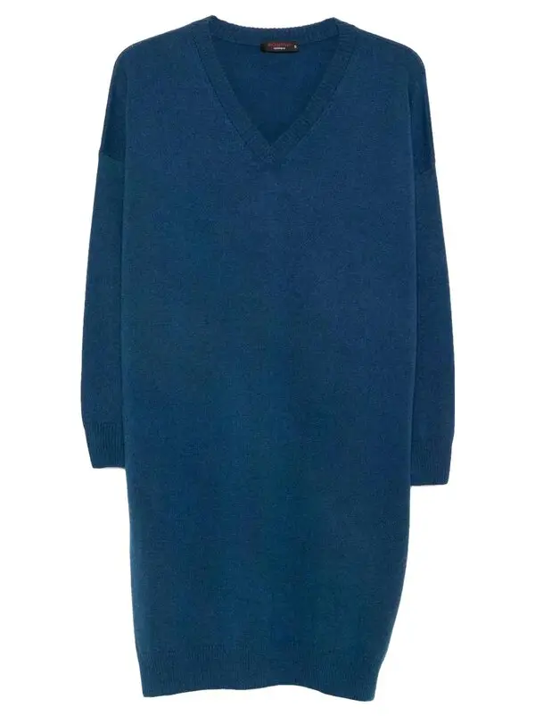 Incentive! Cashmere V-neck Cashmere Midi Dress - Blue