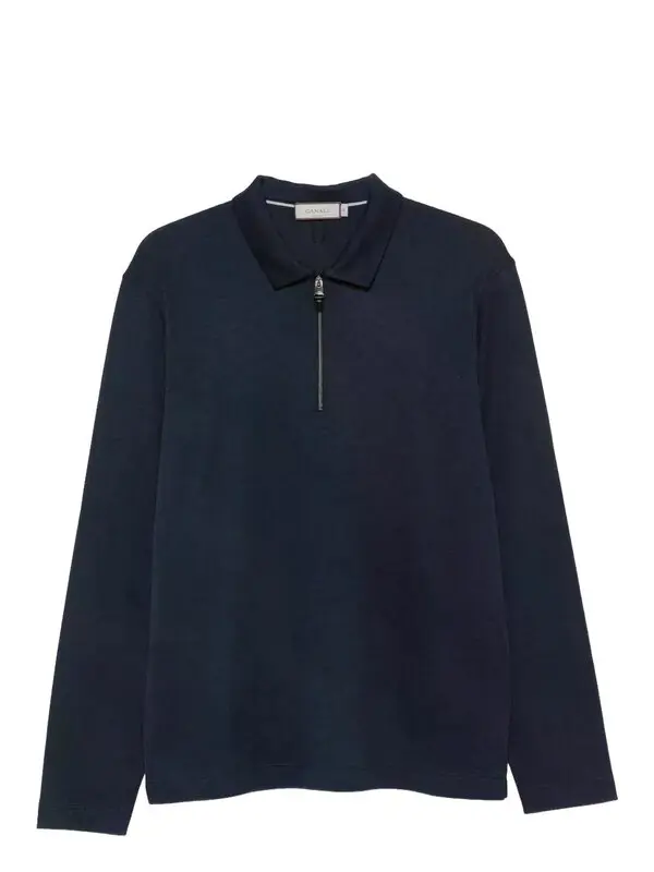 Canali Zip-neck Long-sleeve Sweater - Blue