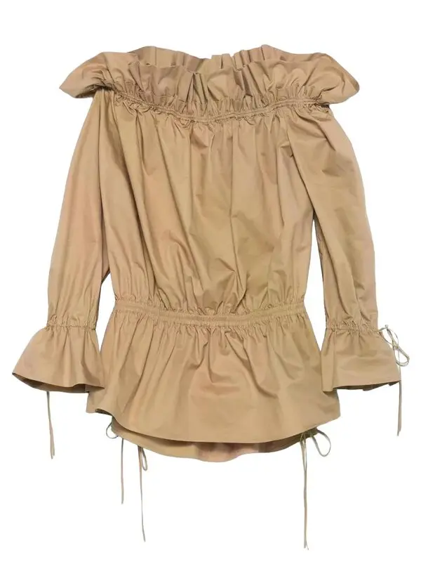 Saint Laurent Off-shoulder Mini Dress - Brown
