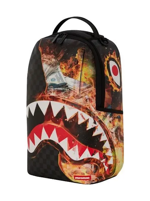 SPRAYGROUND Shark Check Backpack - Black Red Yellow White