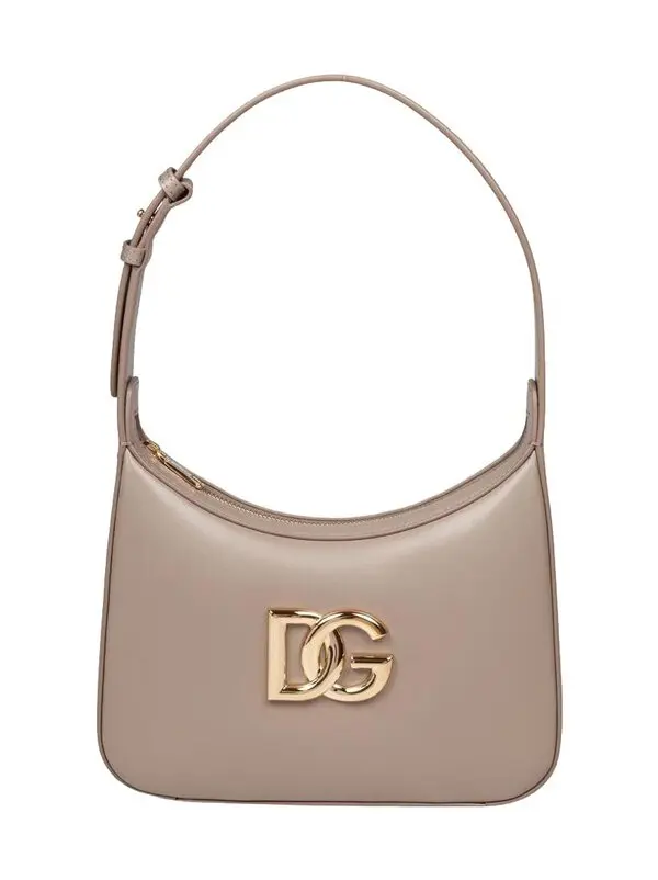 Dolce & Gabbana Leather Shoulder Bag With Dg Logo - Brown