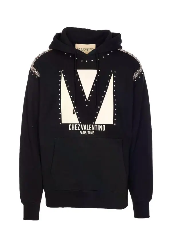 Valentino Garavani Crystal-embellished Hoodie - Black