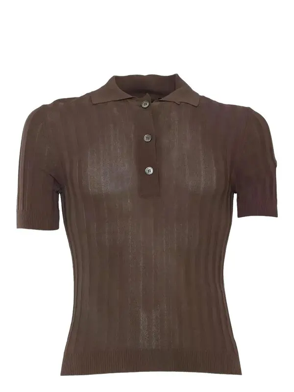 FILIPPO DE LAURENTIIS Ribbed Polo Top - Brown