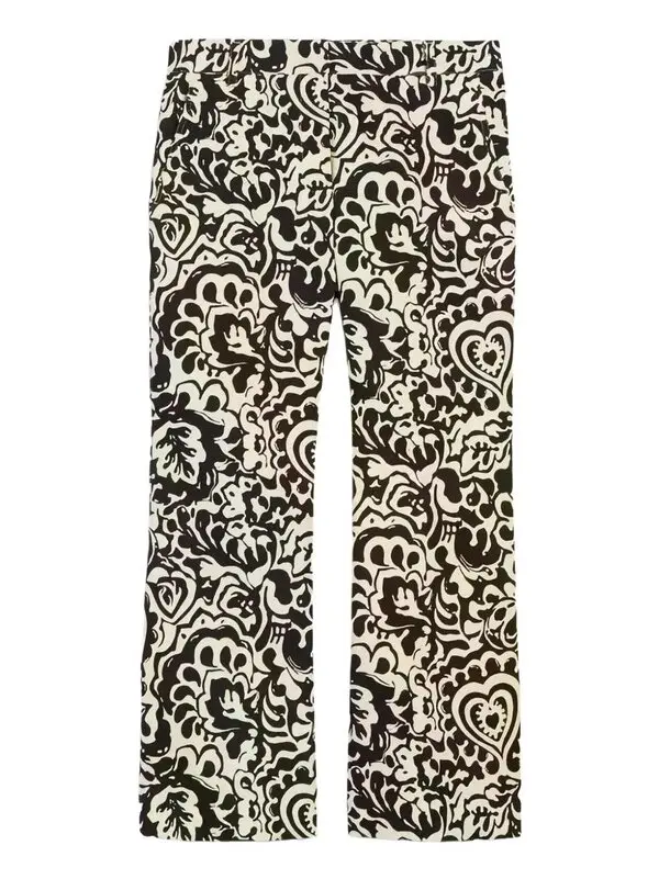 Max Mara Floral Print High-waisted Trousers - Black