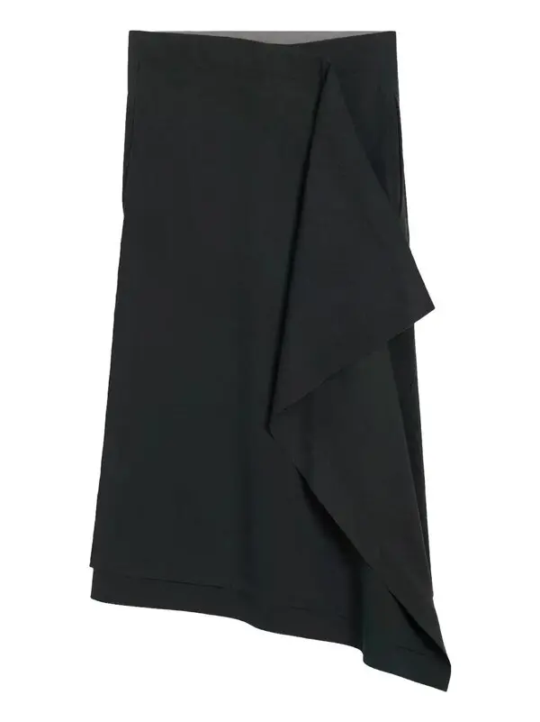 Ami Asymmetrical Wrap Midi Skirt - Black