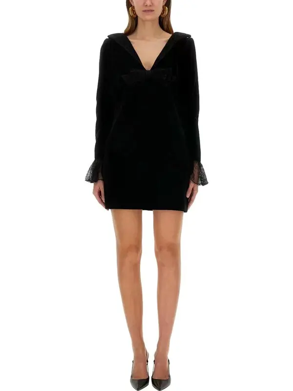 Nina Ricci Lace-trimmed Mini Dress - Black