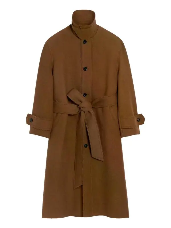 Ami Belted Wool Trench Coat - Brown