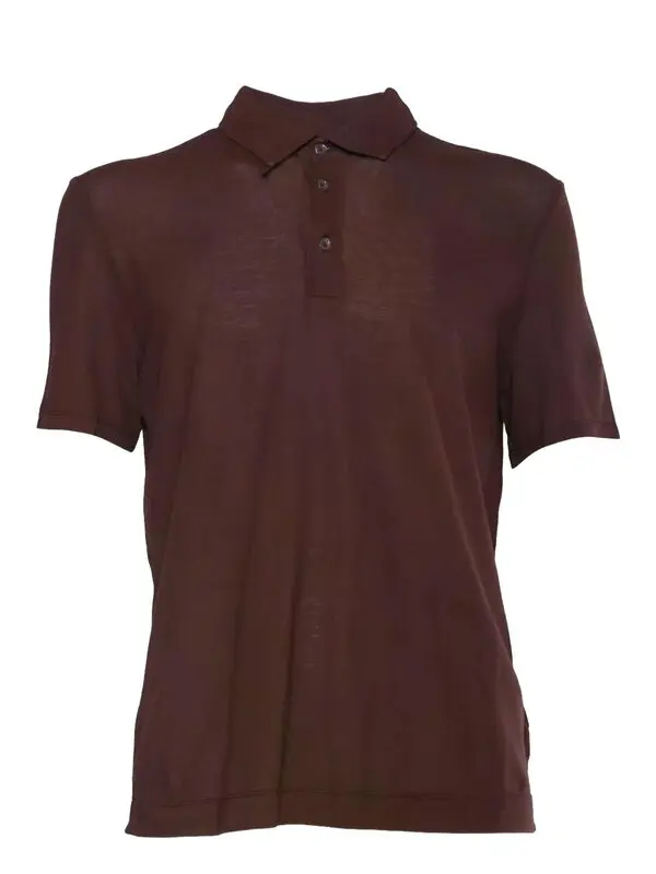 BALLANTYNE Short-sleeve Cotton Polo Shirt - Brown
