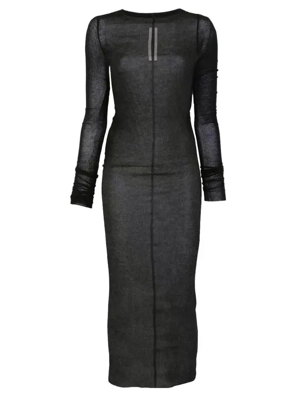Rick Owens Ribbed Long-sleeve Midi Dress - Black