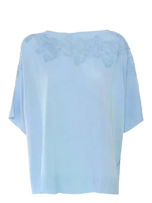 Ermanno Scervino Lace-embellished Short-sleeve Top - Blue