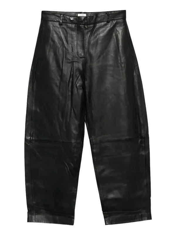 ST. AGNI Leather Straight-leg Trousers - Black