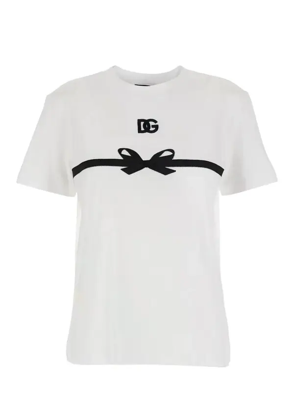 Dolce & Gabbana Bow-detailed Logo T-shirt - White