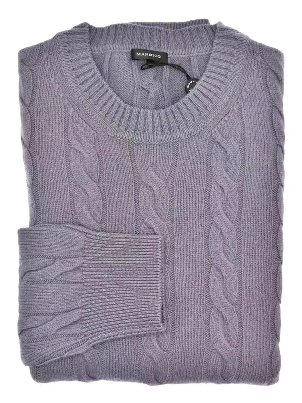 Manrico Cashmere Cable-knit Crew-neck Sweater - Purple