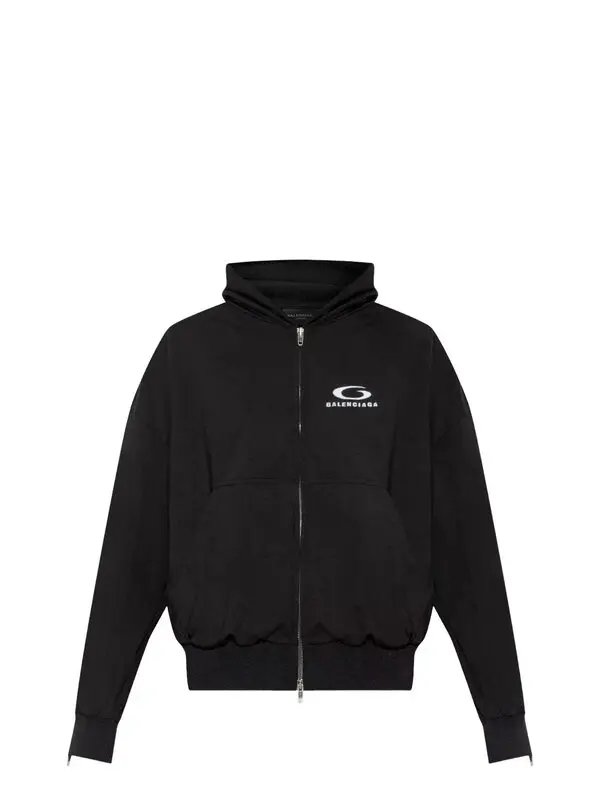 Balenciaga Zip-up Hooded Jacket - Black