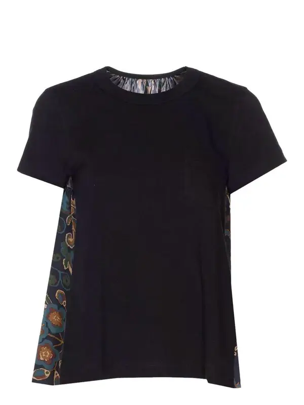 Sacai Floral-print Pocket T-shirt - Black