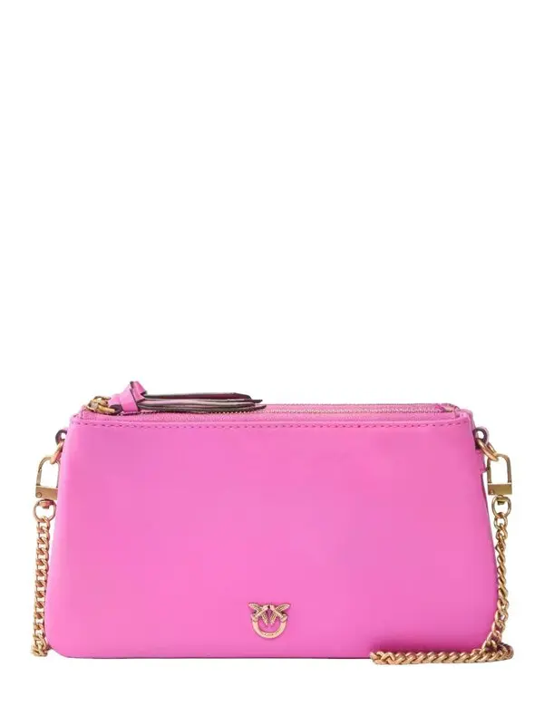Pinko Leather Shoulder Bag With Love Birds Logo - Pink