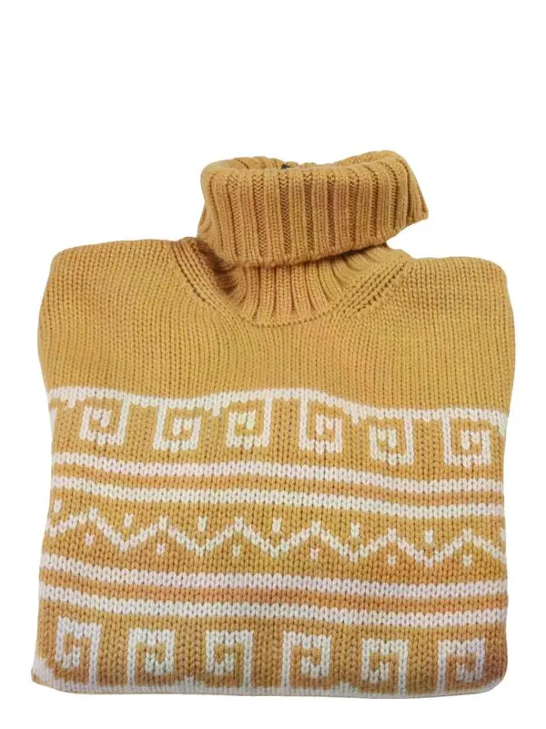 Manrico Cashmere Geometric-patterned Turtleneck Sweater - Yellow